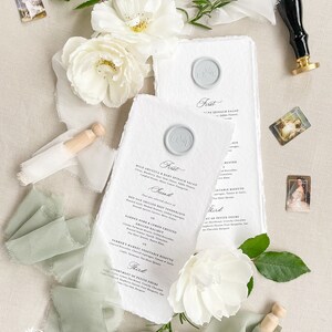 Thea Handmade Paper Wedding Menus, Deckled Edge Paper Menus, Day ...