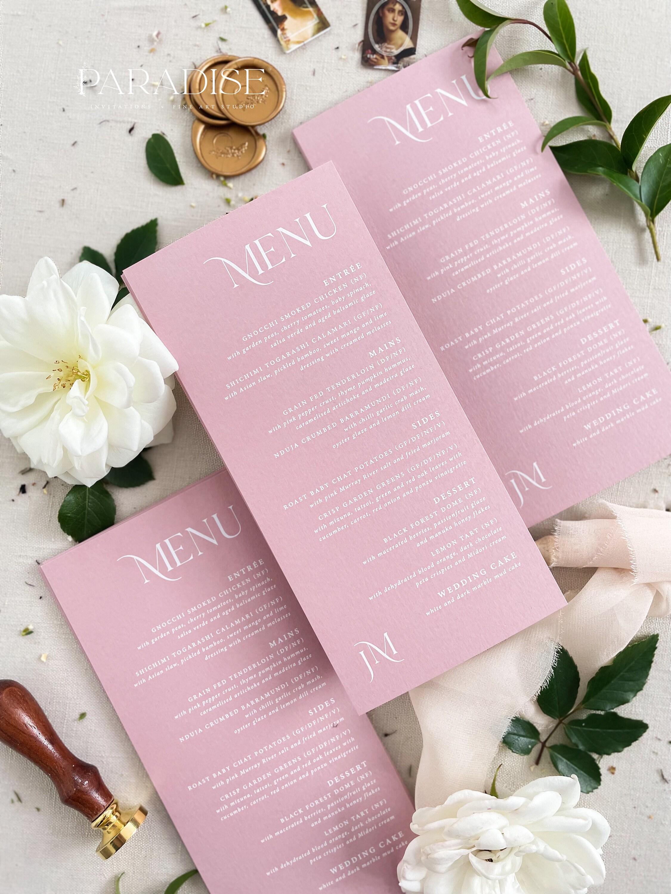 Wedding Menus Carmine Wild Rose Menus DEPOSIT Menu Template Floral ...