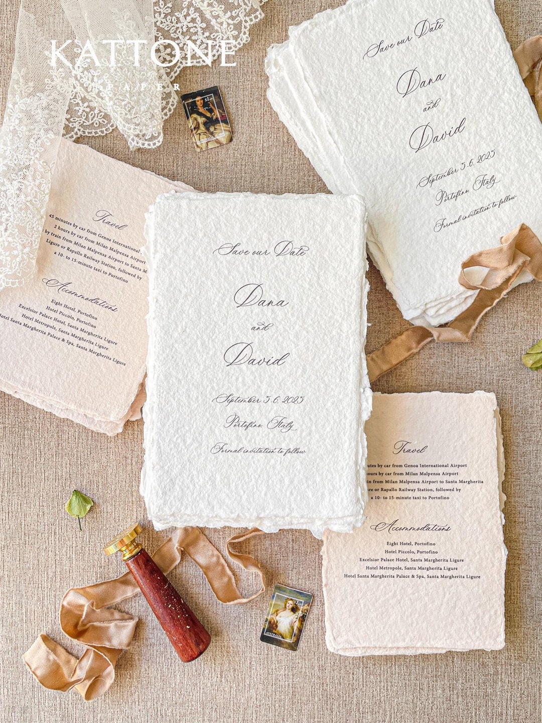 Save the Date Cards Handmade Paper | Deckle Edge Cotton Paper| Custom ...