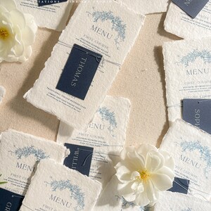 Rhea Handmade Paper Wedding Menus, Deckled Edge Paper Menus, Day ...