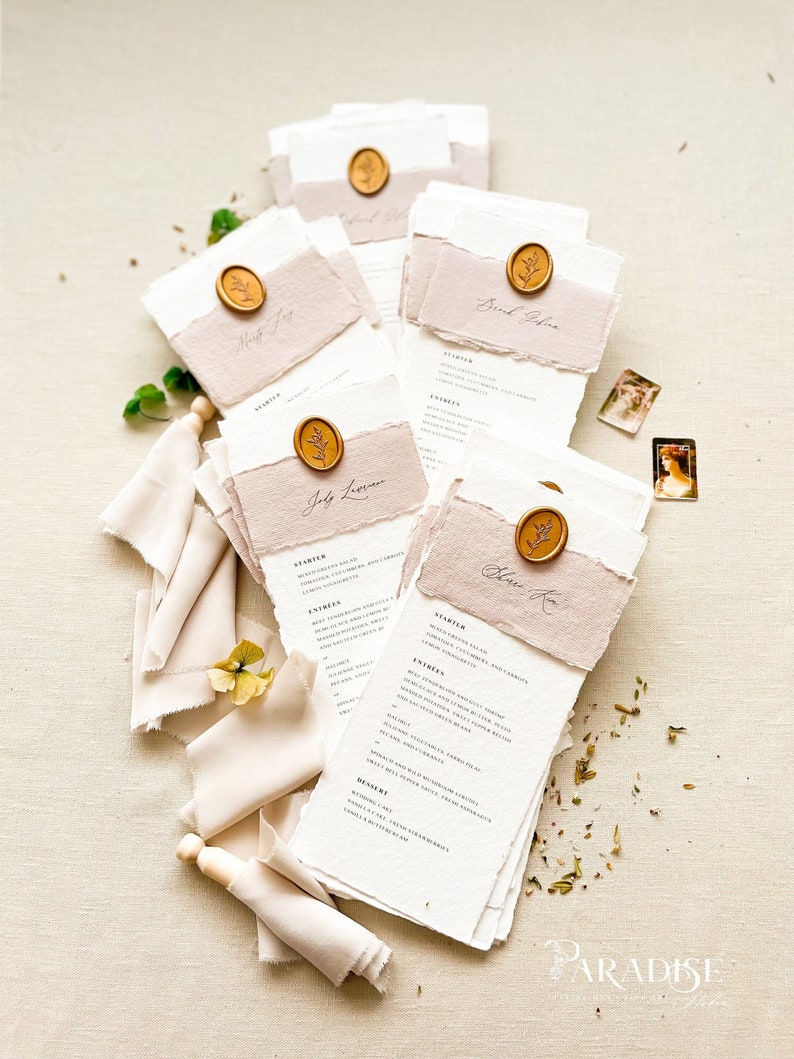 Leday Handmade Paper Menus Menu Template Printable Menus - Etsy