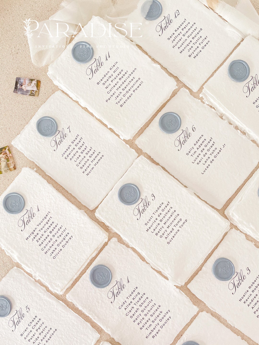 Annie Handmade Table Numbers, Deckled Edge Paper, Cotton Paper, Printed ...