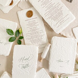 Adry Handmade Paper Wedding Menus, Deckled Edge Paper Menus, Day ...