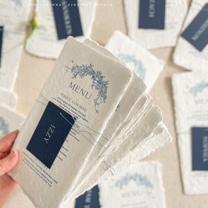 Rhea Handmade Paper Wedding Menus, Deckled Edge Paper Menus, Day ...