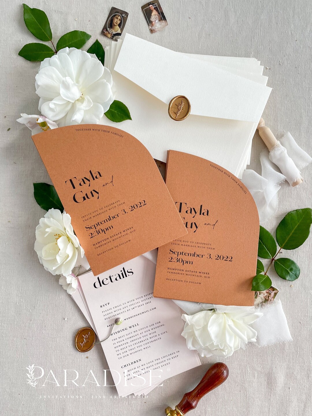 Edwige Half Arch Wedding Invitation Sets, Printable or Printed Wedding ...
