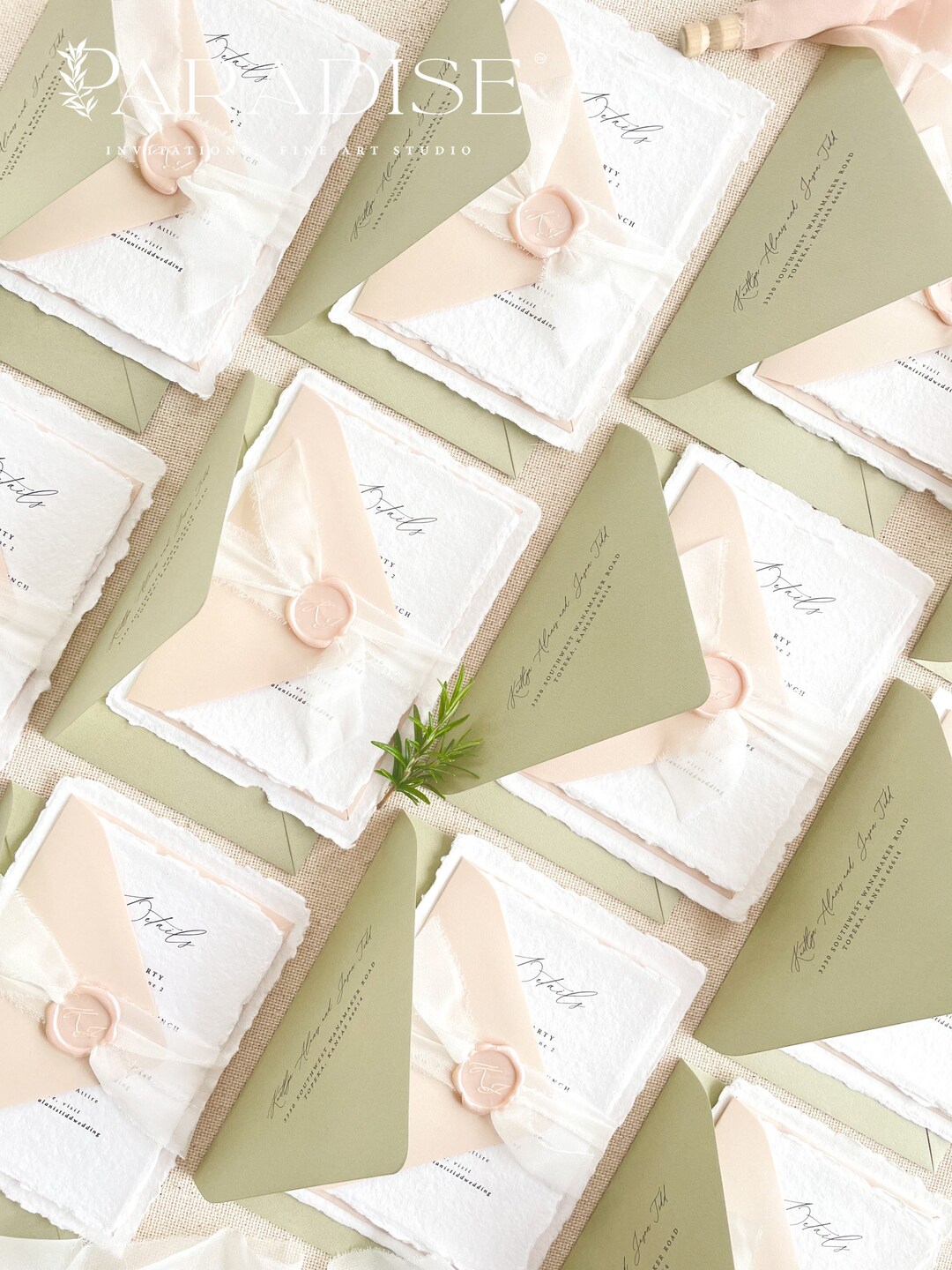 Fanetta Handmade Paper Wedding Invitation, Deckled Edge Paper ...