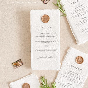 Genesis Embossed Handmade Paper Menus, Guests Names Place Cards ...