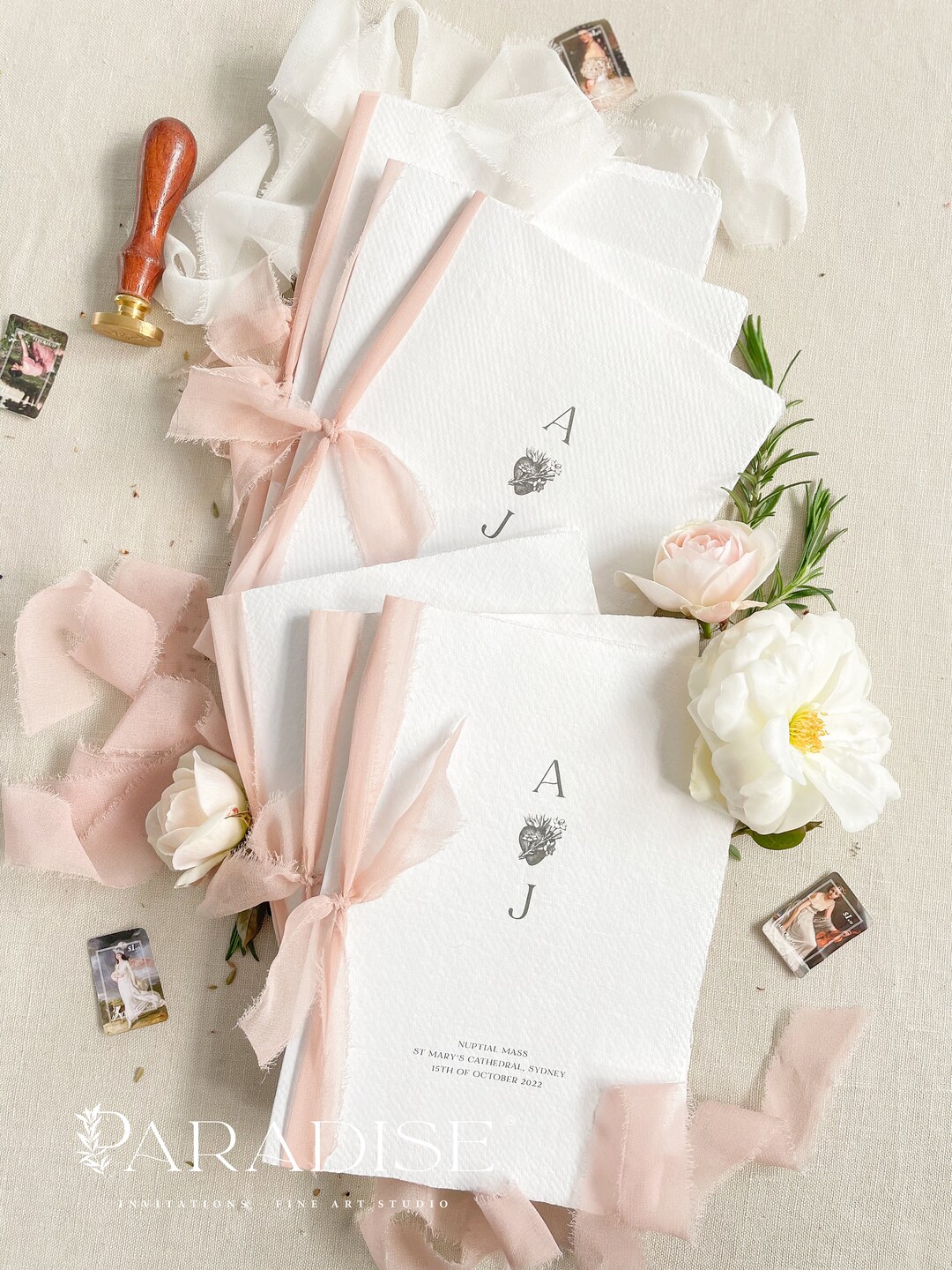 Iolande Handmade Paper Wedding Programs, Stationery, Printed, Linen ...