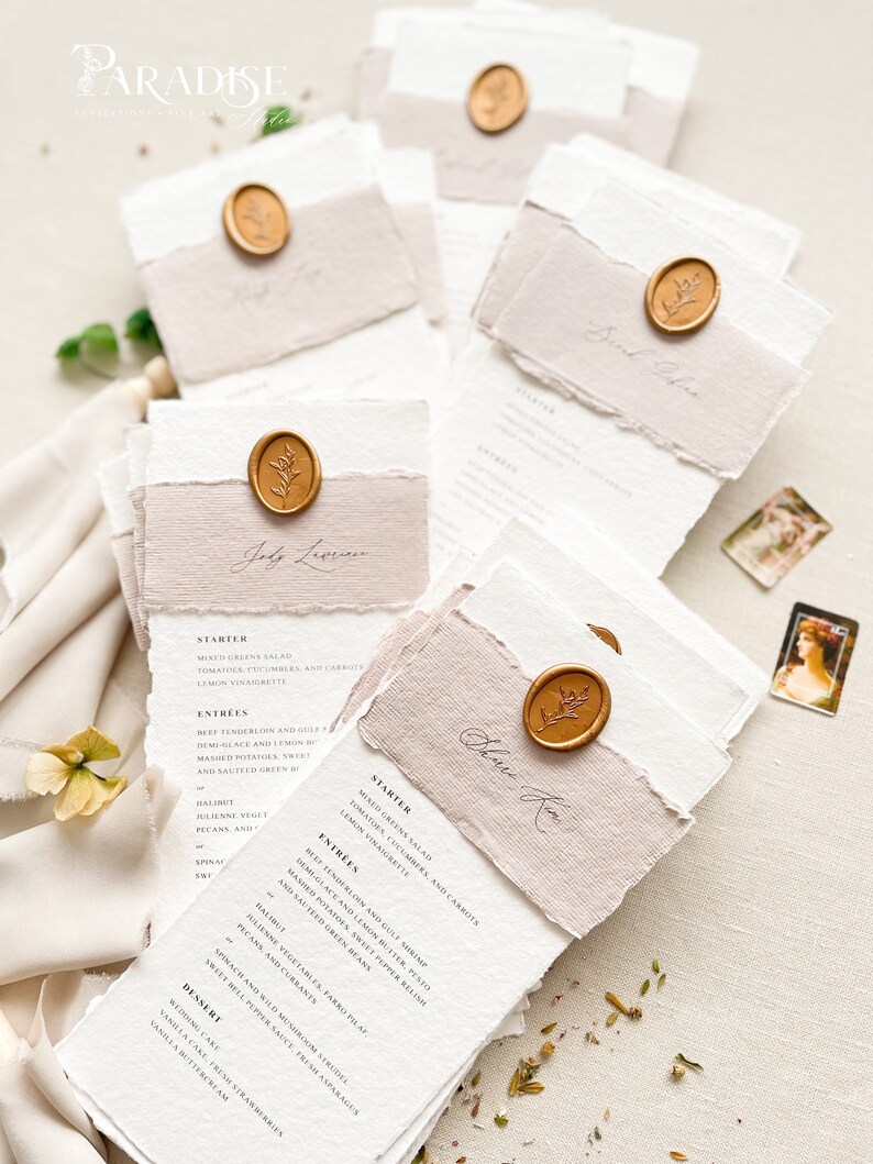 Leday Handmade Paper Menus, Menu Template, Printable Menus, Printed ...