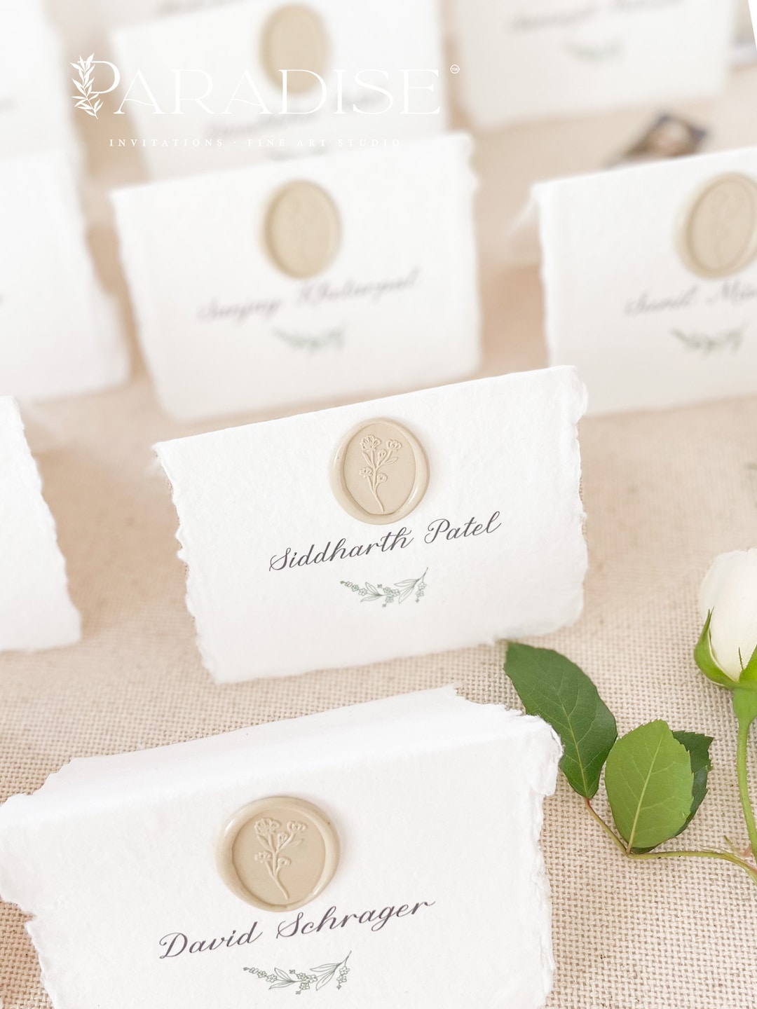 Sarah Handmade Paper Place Cards, Wedding Place Cards, Name Cards ...