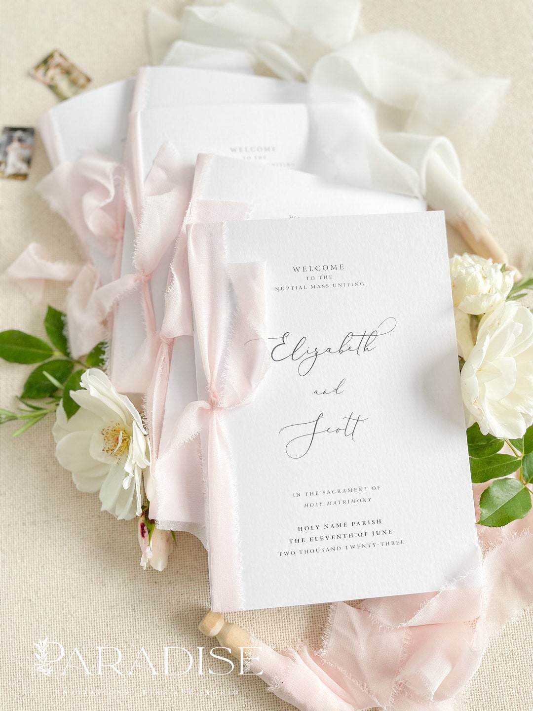 Dory Wedding Programs, Silk Ribbons, Printed Wedding Programs ...