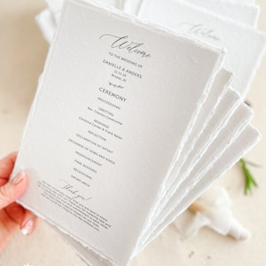 Devonne Wedding Program, Handmade Paper Wedding Programs, Deckled Edge ...