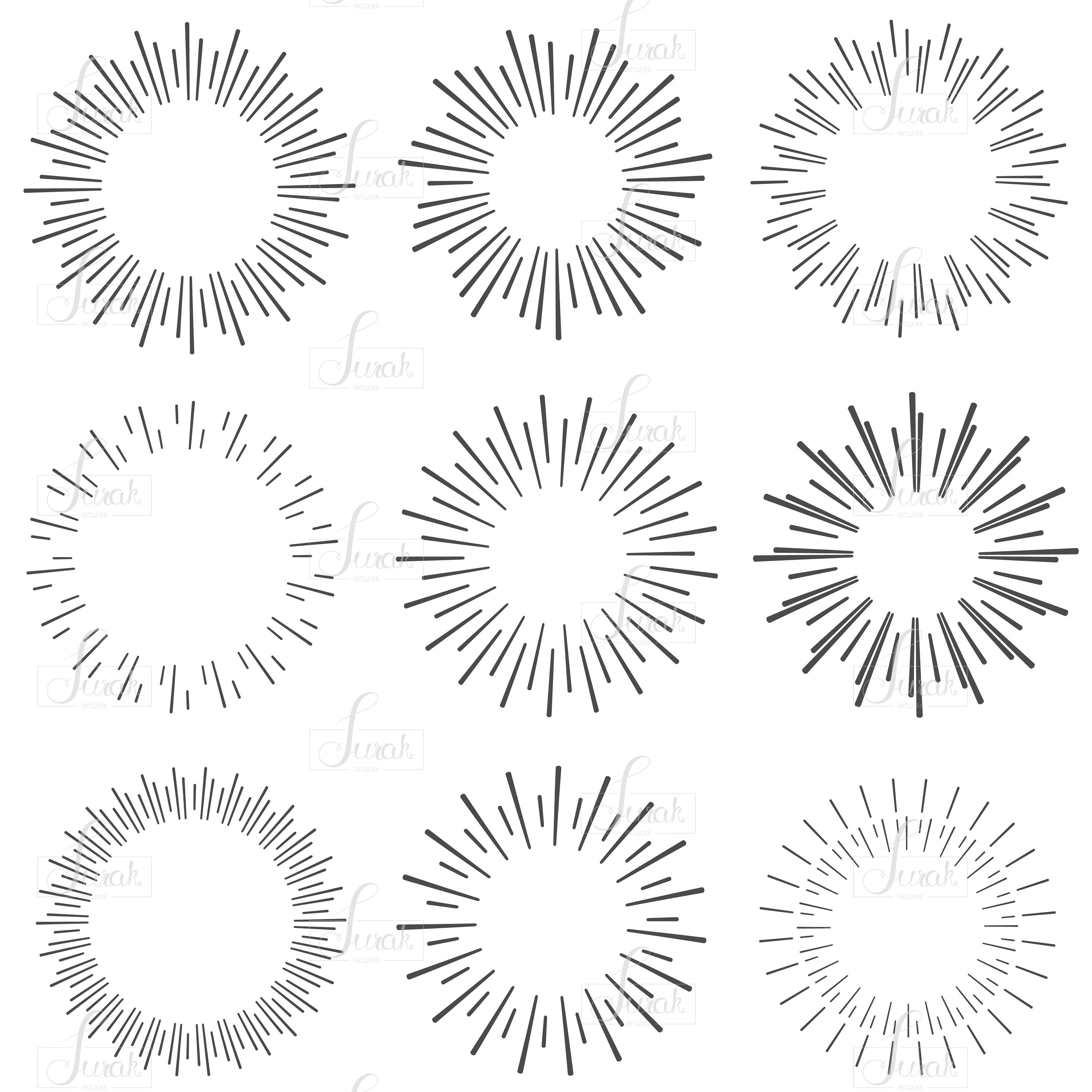 Sunbursts Set, Light Rays, Elements Clip Art, File Vector, Graphic ...