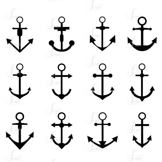 Anchor clip art Graphic design vector Anchor set Digital | Etsy