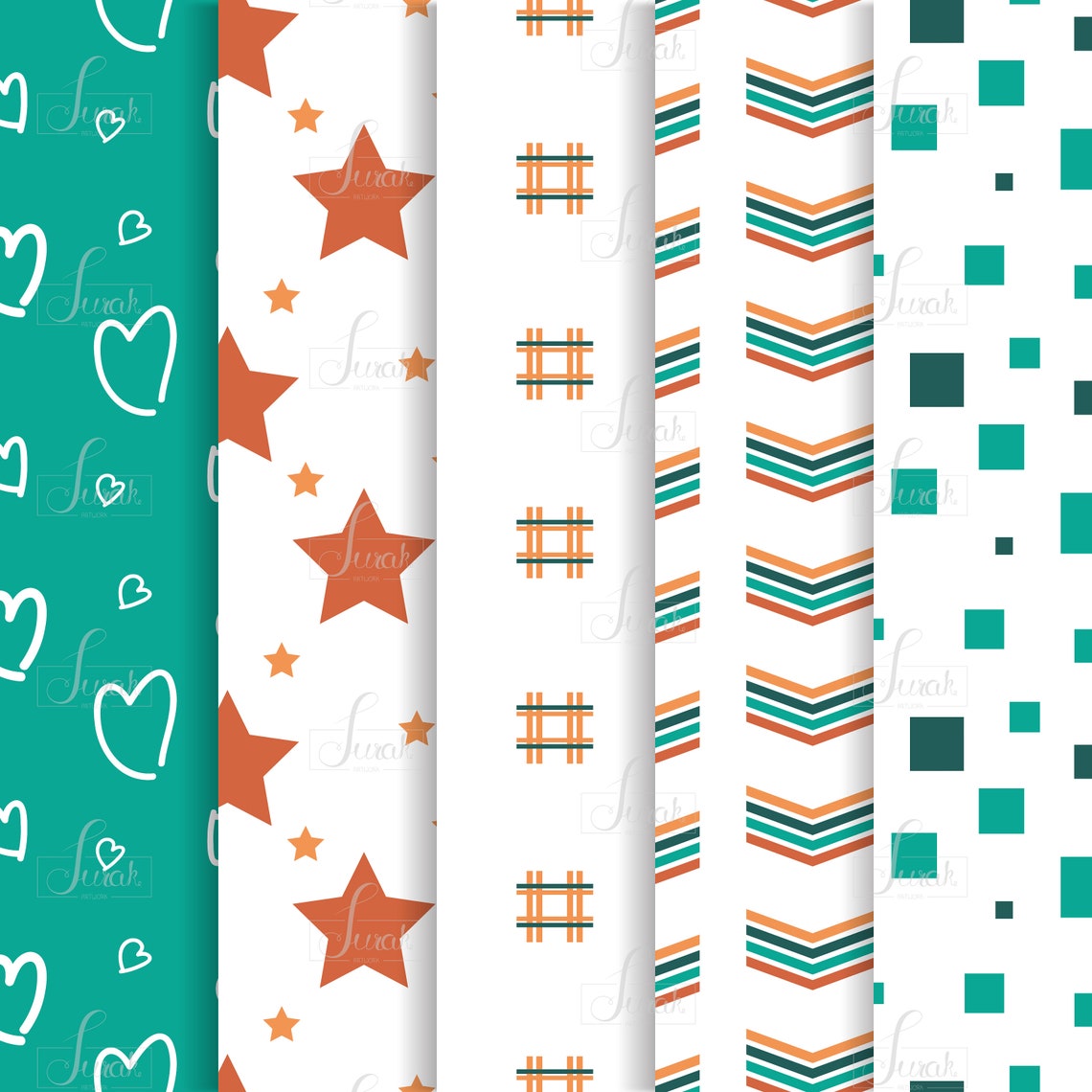 10 Seamless Pattern, Vector Design, Background Patterns, Digital Paper ...