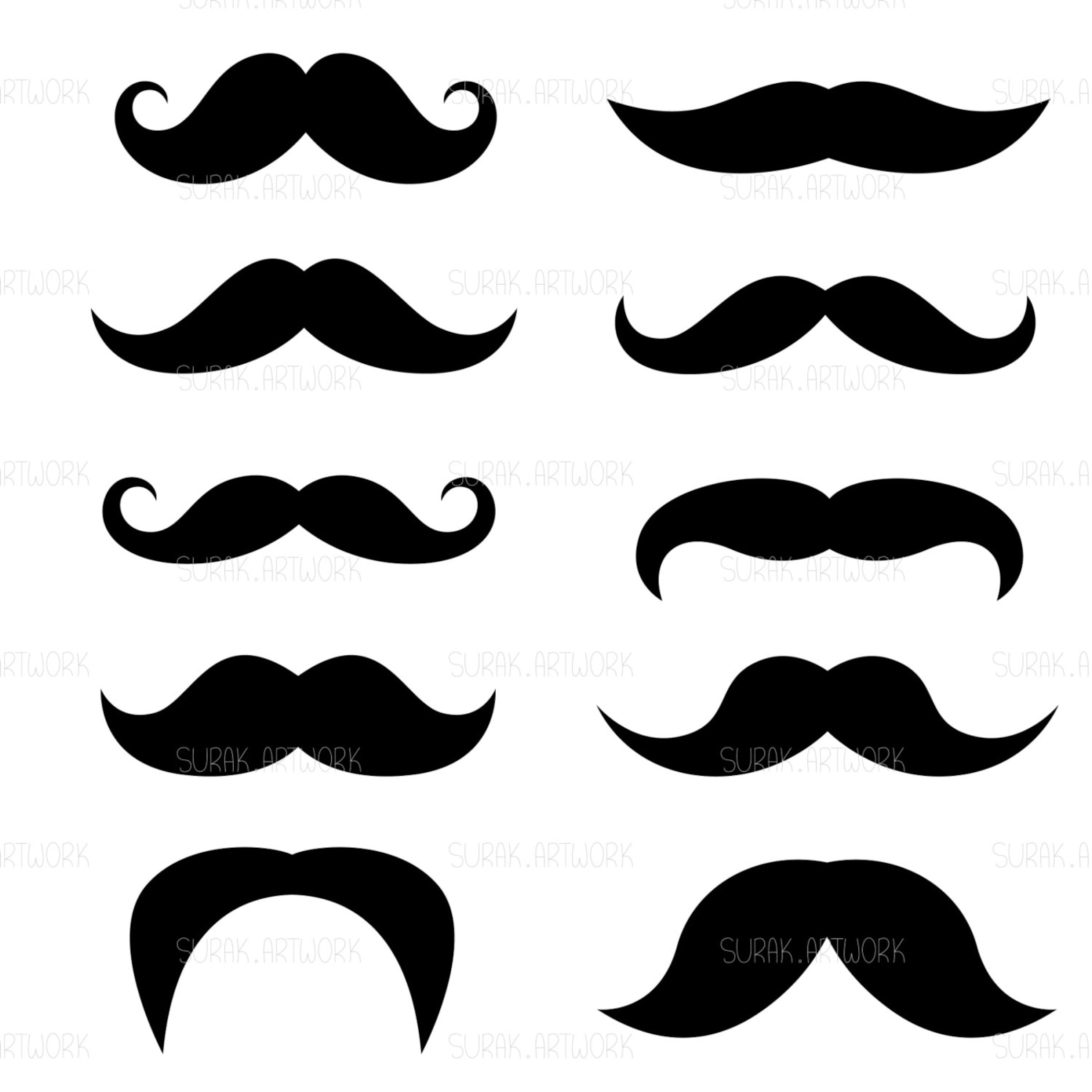 Handgezeichnetes Schnurrbart Set, Hipster Clip Art, Grafikdesign ...