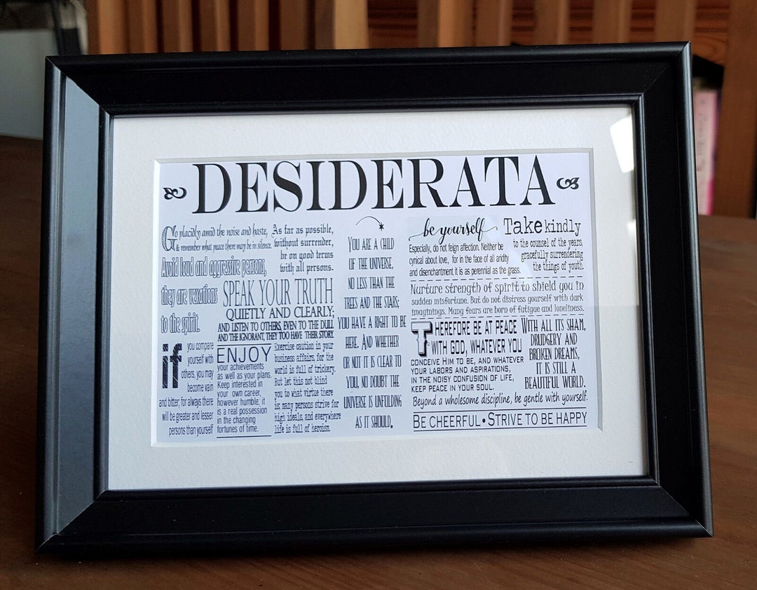 Desiderata Verse, Frame - Etsy