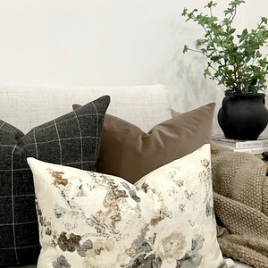 Small Accent Pillow Earthy Floral Print Lumbar Muted Abstract Flower ...