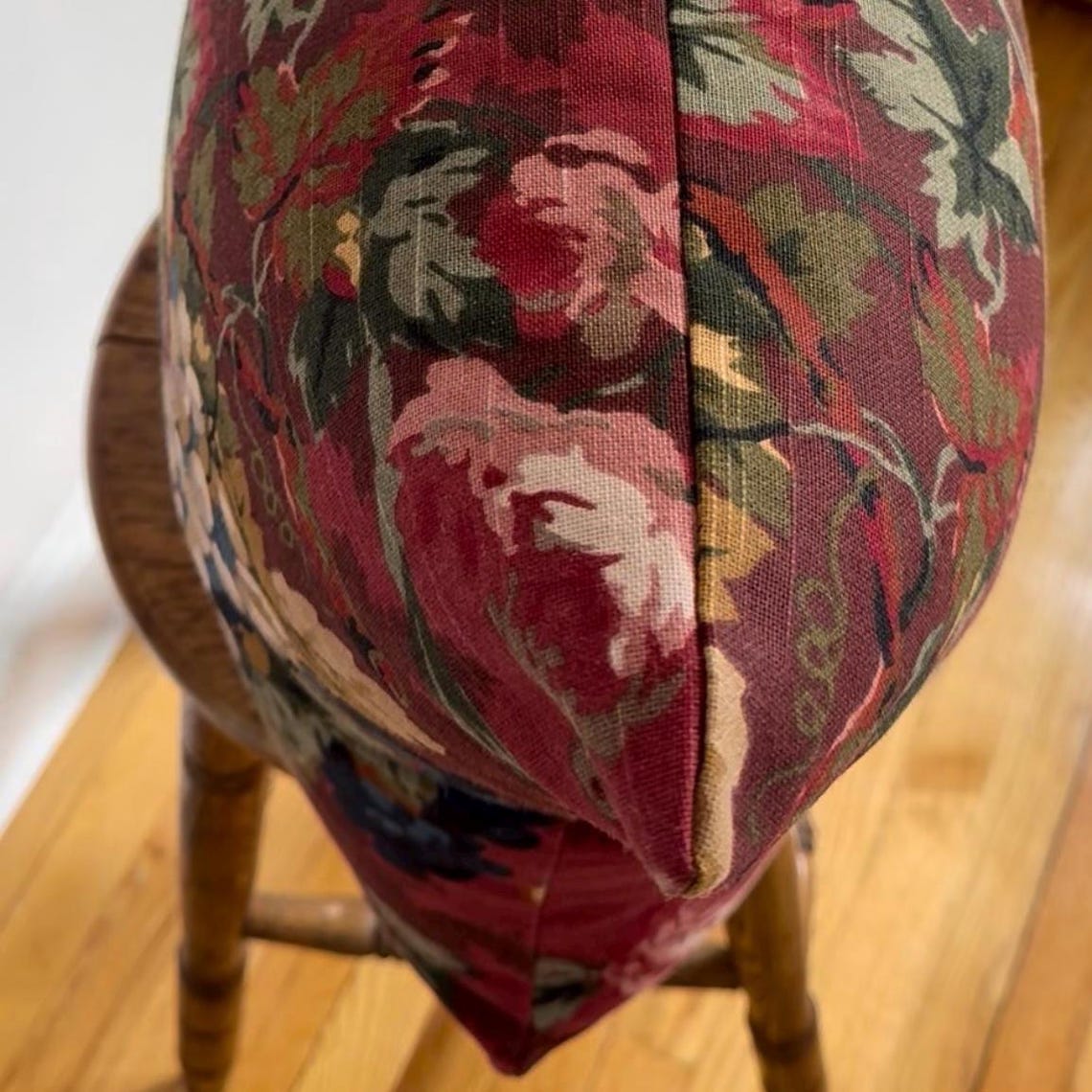 Crimson Red Floral Pattern Lumbar Pillow Maximalist Throw Pillow Cover ...
