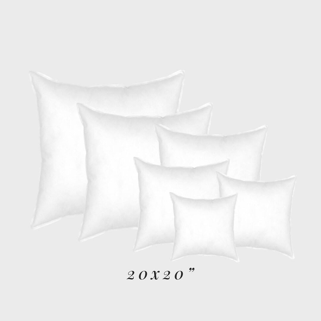Faux Down 20x20 Pillow Insert Large Woven Cotton Cover Premium ...