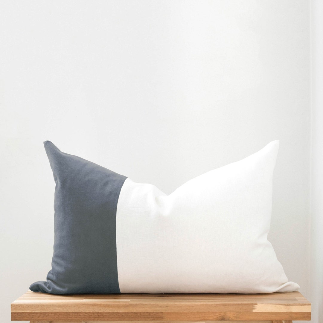 Gray Linen Velvet Color Block Neutral Holiday Decor Pillow Cover Custom ...