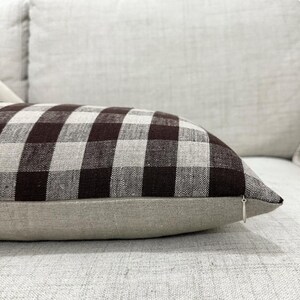 Rustic Cabin Pillow Cover Linen Buffalo Plaid Lumbar Cushion Cozy Home ...