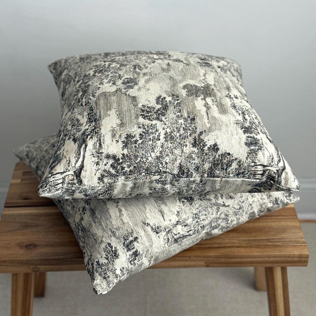 Housse de coussin style country français, noir et crème, coussin ...