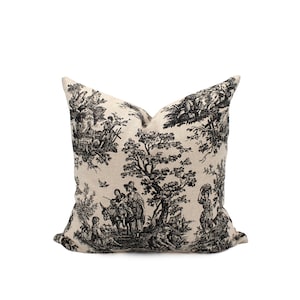 Black Victorian Toile Pattern Vintage Inspired Lumbar Pillow Designer ...