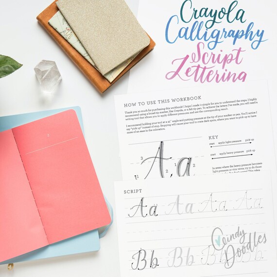 Crayola Calligraphy Script Lettering Workbook for Beginners | Etsy