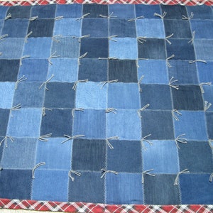 New Handmade Tied Oversized Denim Jean Throw Lap Red Grey - Etsy