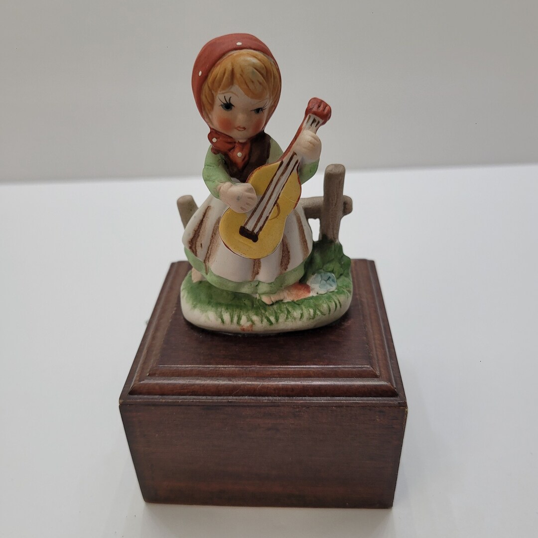 Onesco Hummel Style Girl With Guitar Figurine Wood Music Box - Etsy