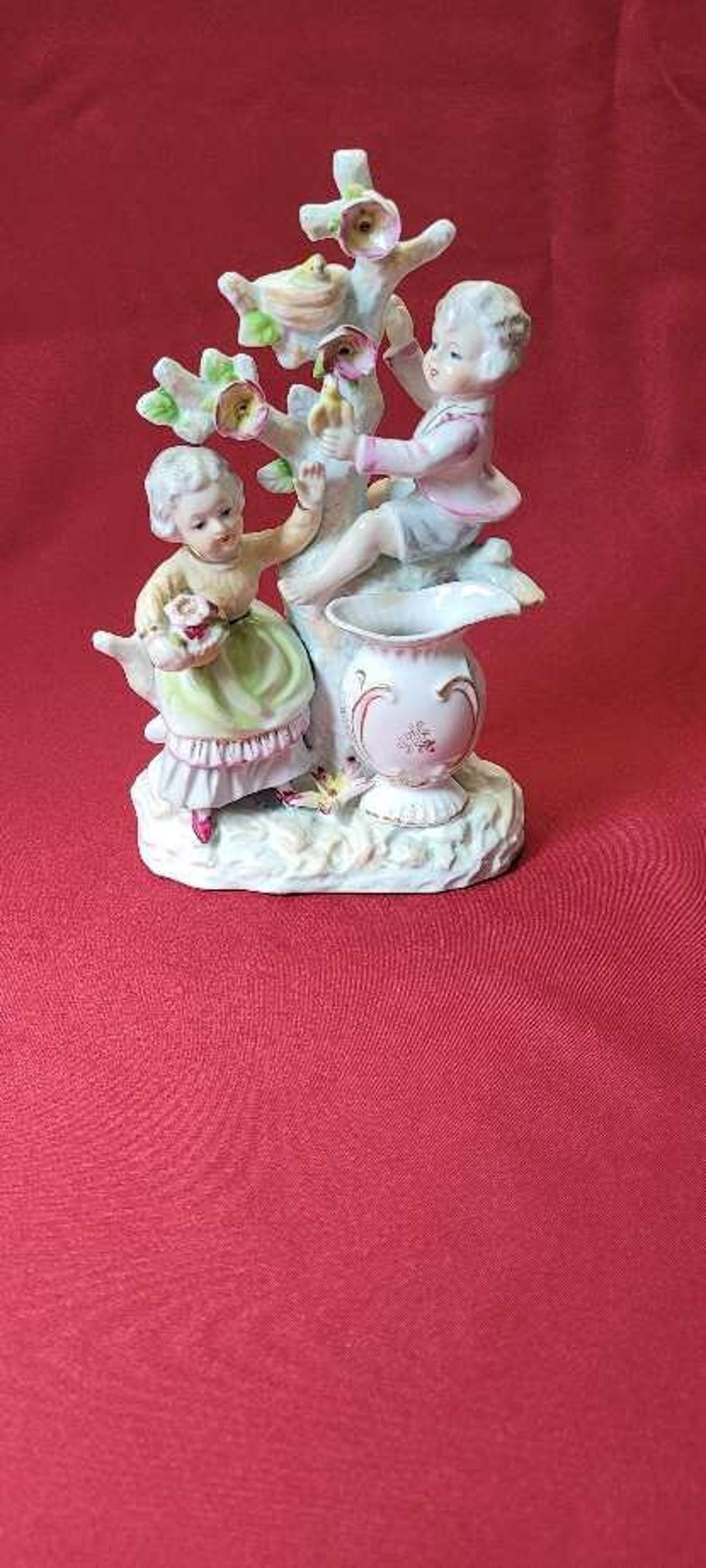 Victorian Style Boy and Girl Porcelain Ceramic Figurine With Vase - Etsy