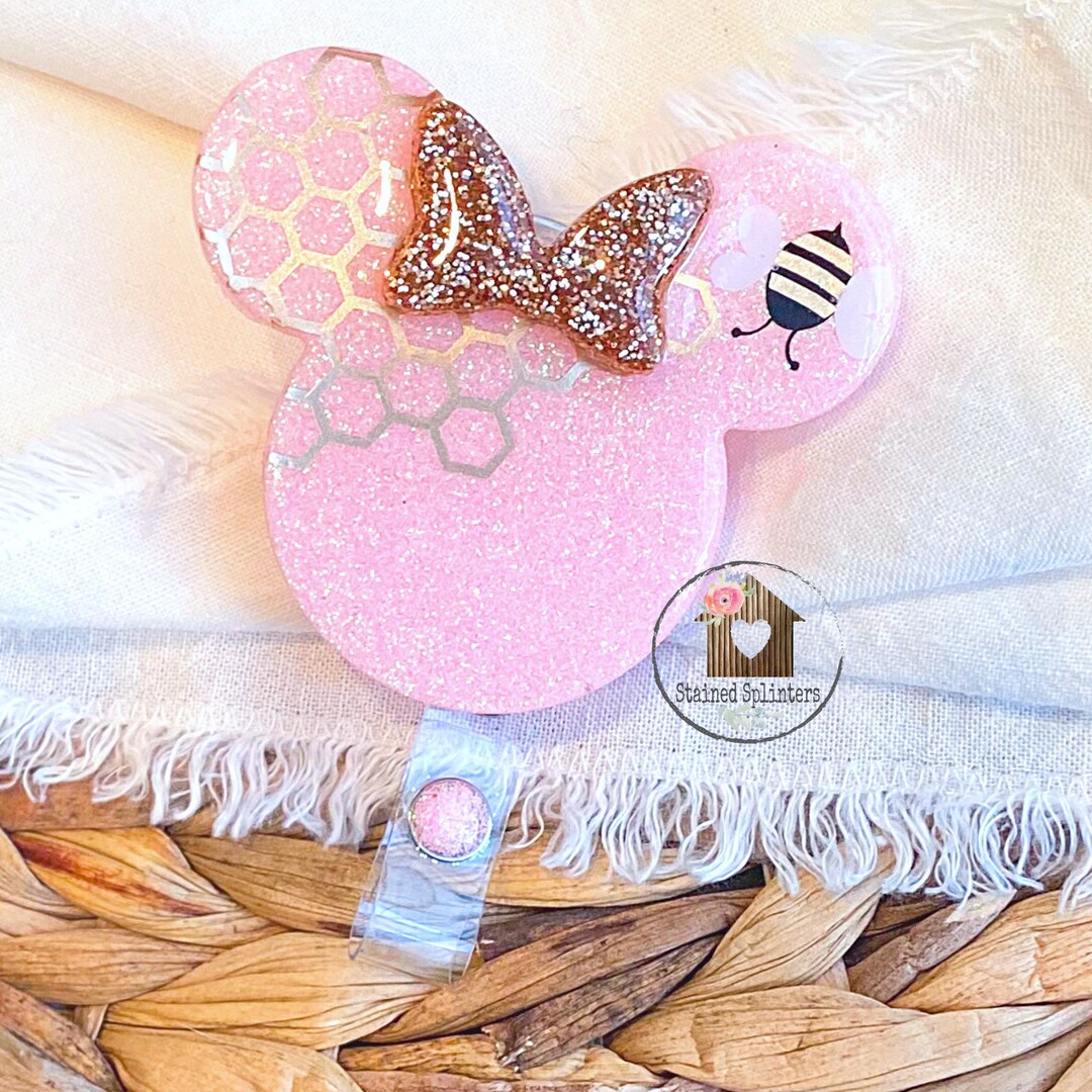 Sweet Bee Mouse Head Custom Personalized Glitter Badge - Etsy