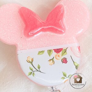 Spring Fling Floral Mouse Head Custom Glitter Badge Clip Personalized ...