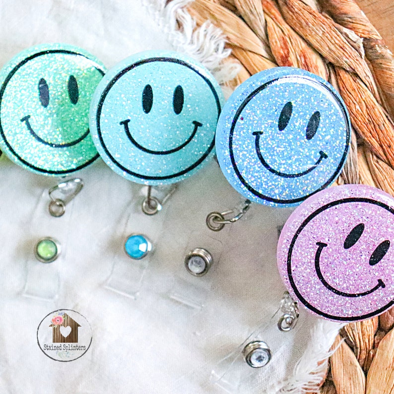 Smiley Face Badge Reel Happy Face Badge Reel Cute Badge - Etsy
