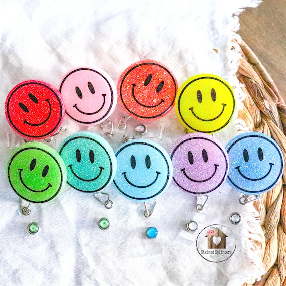 Smiley Face Badge Reel Happy Face Badge Reel Cute Badge - Etsy