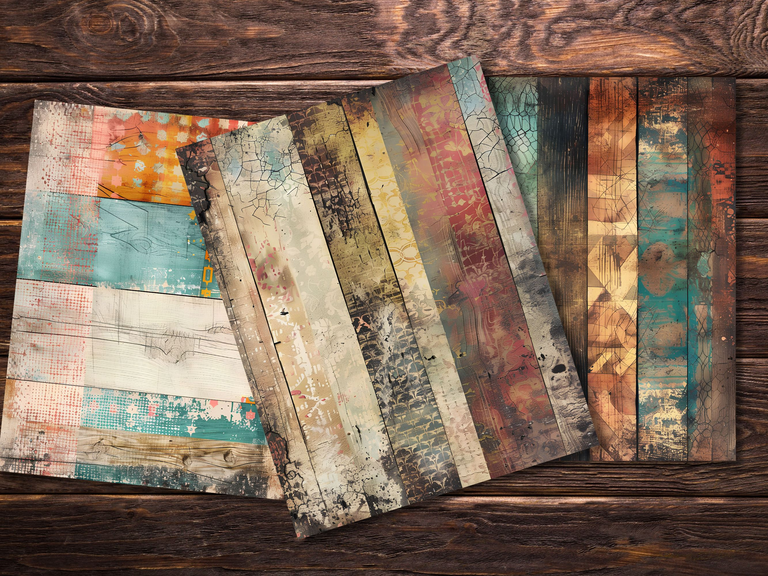 29 Vintage Pattern Papers, Mixed Media, Boho, Distressed, 8.5x11 Inch ...