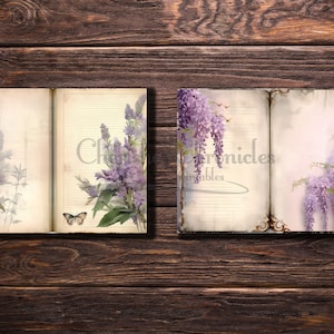 18 Wisteria Junk Journal Pages, Floral Digital Paper, Vintage ...