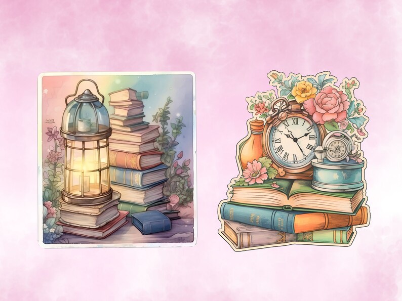 Watercolor Cottagecore Book Clipart: Shabby Chic Illustrations (PNG ...