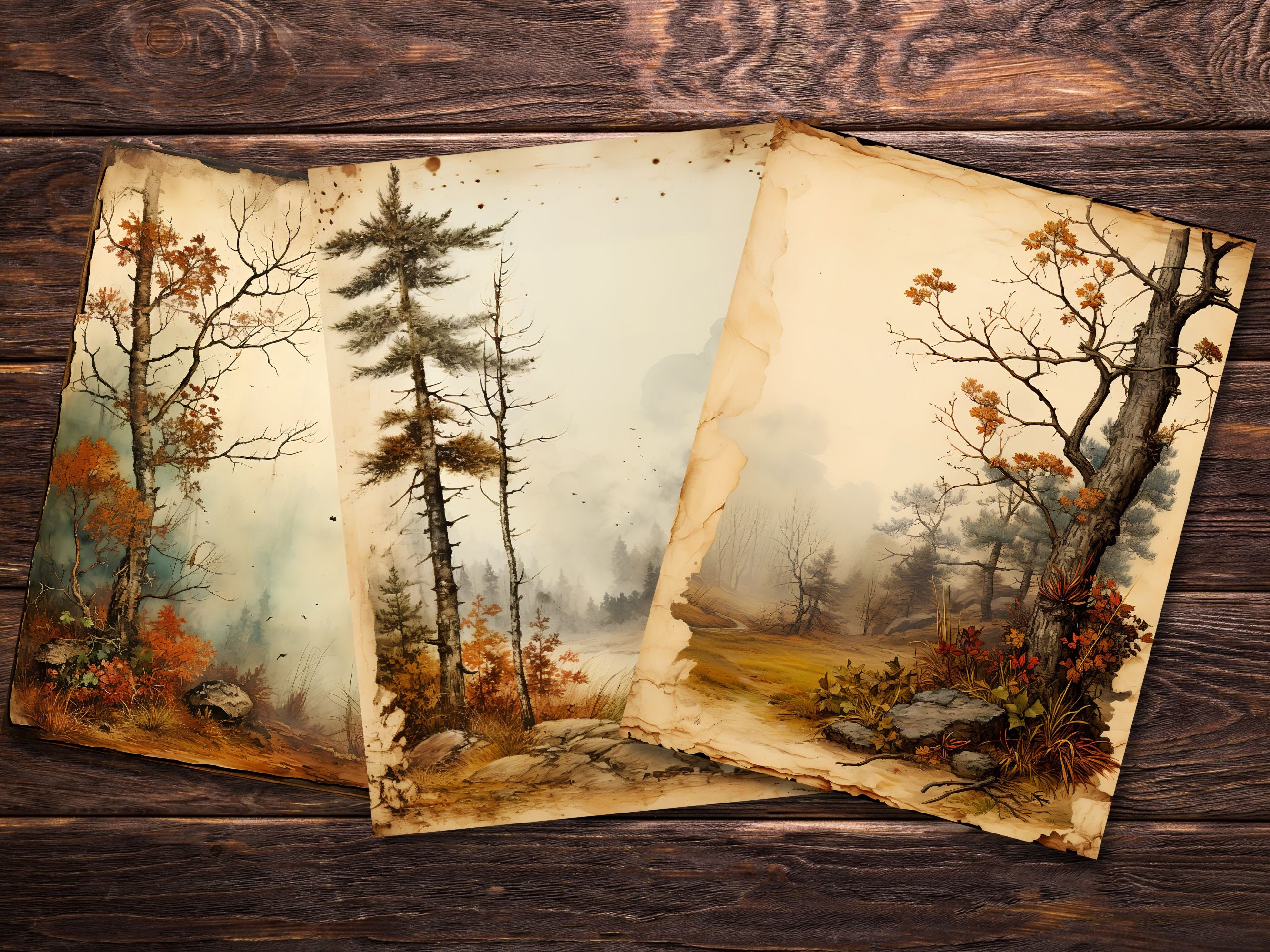 35 Autumn Footsteps Journal Papers, Fall-themed Printable Pages, 8.5x11 ...