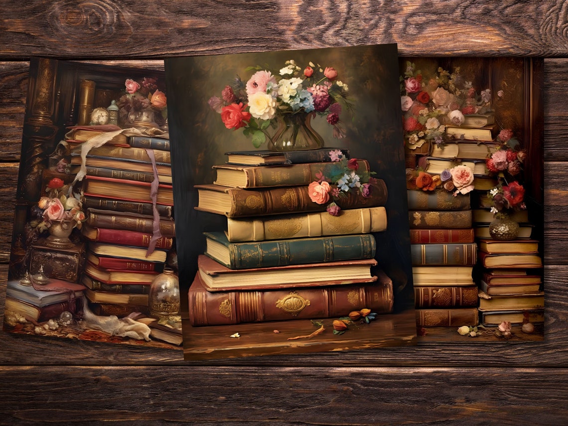 34 Victorian Era Book Arrangements, Journal Papers, Dark Academia ...