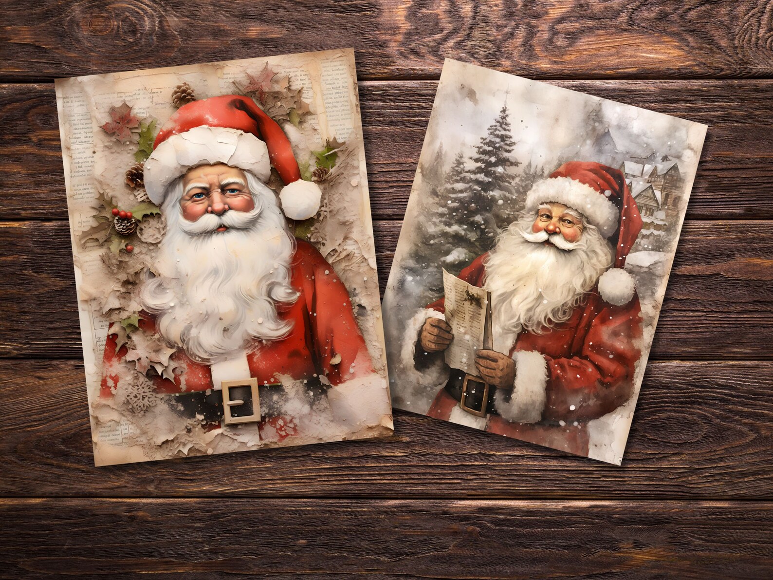 20 Vintage Santa Claus Portraits Journal Papers, 8.5x11 Inch, Christmas ...