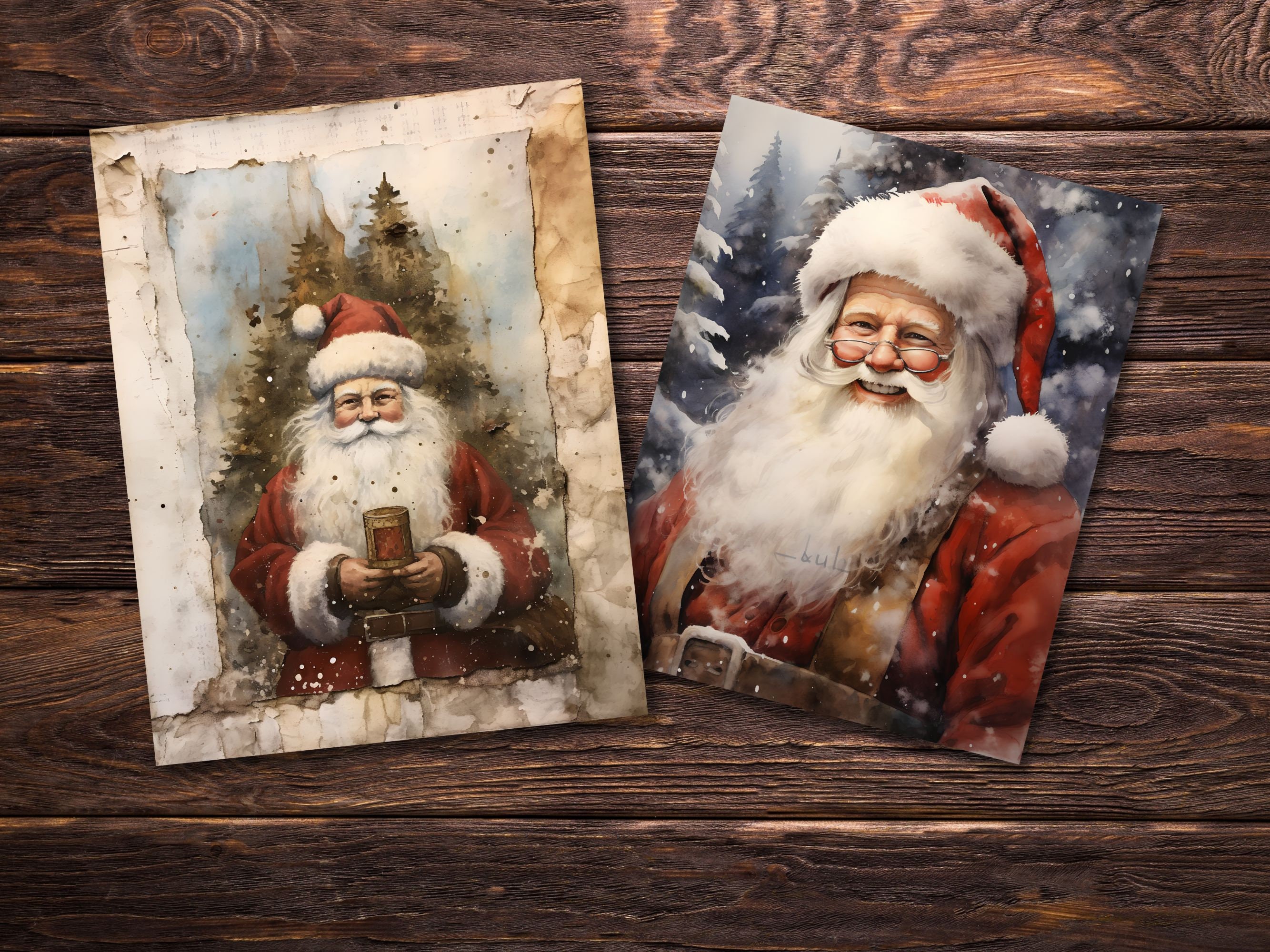 20 Vintage Santa Claus Portraits Journal Papers, 8.5x11 Inch, Christmas ...