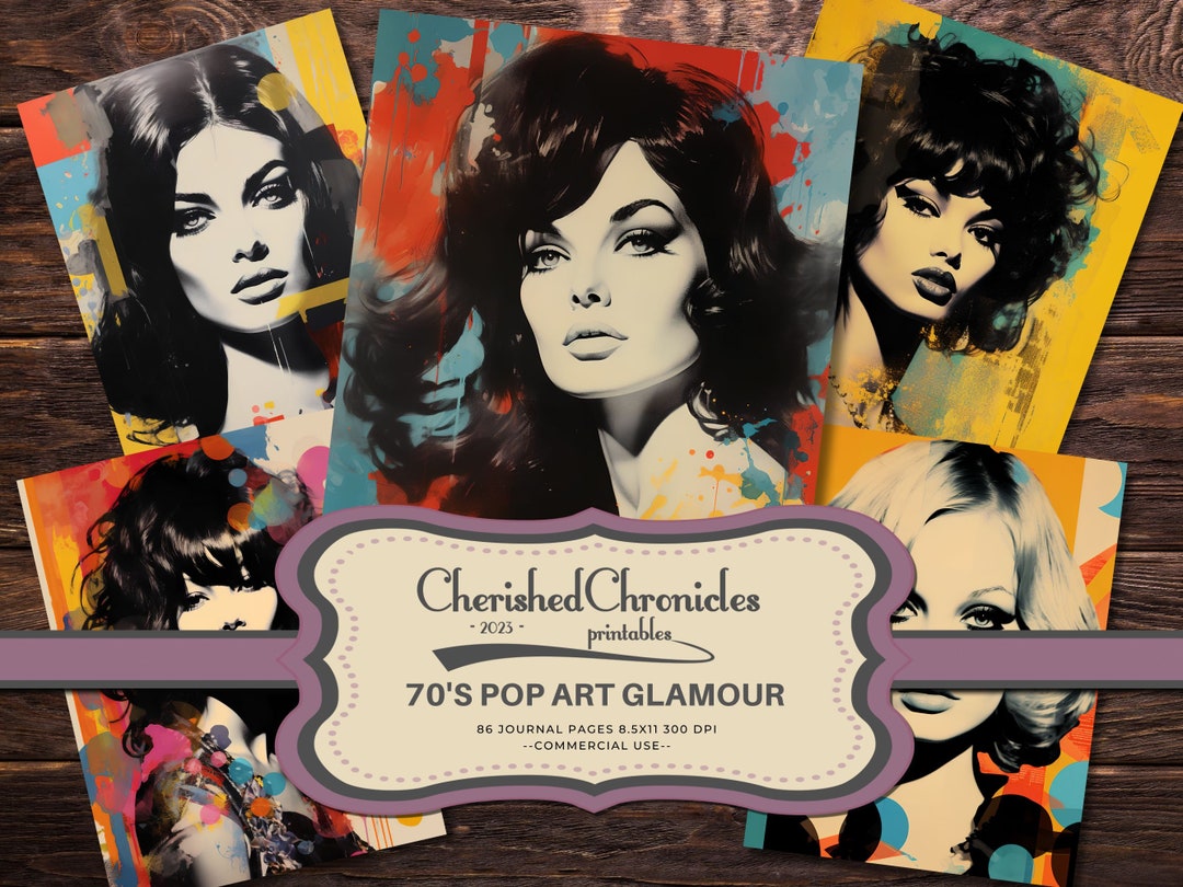 70's Pop Art Glamour Portraits, 86 Journal Papers, 8.5x11 Inch ...