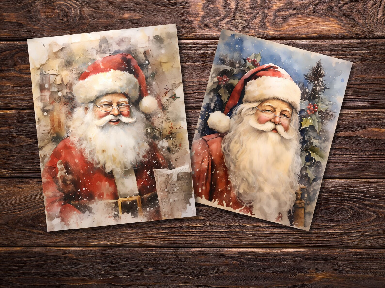 20 Vintage Santa Claus Portraits Journal Papers, 8.5x11 Inch, Christmas ...