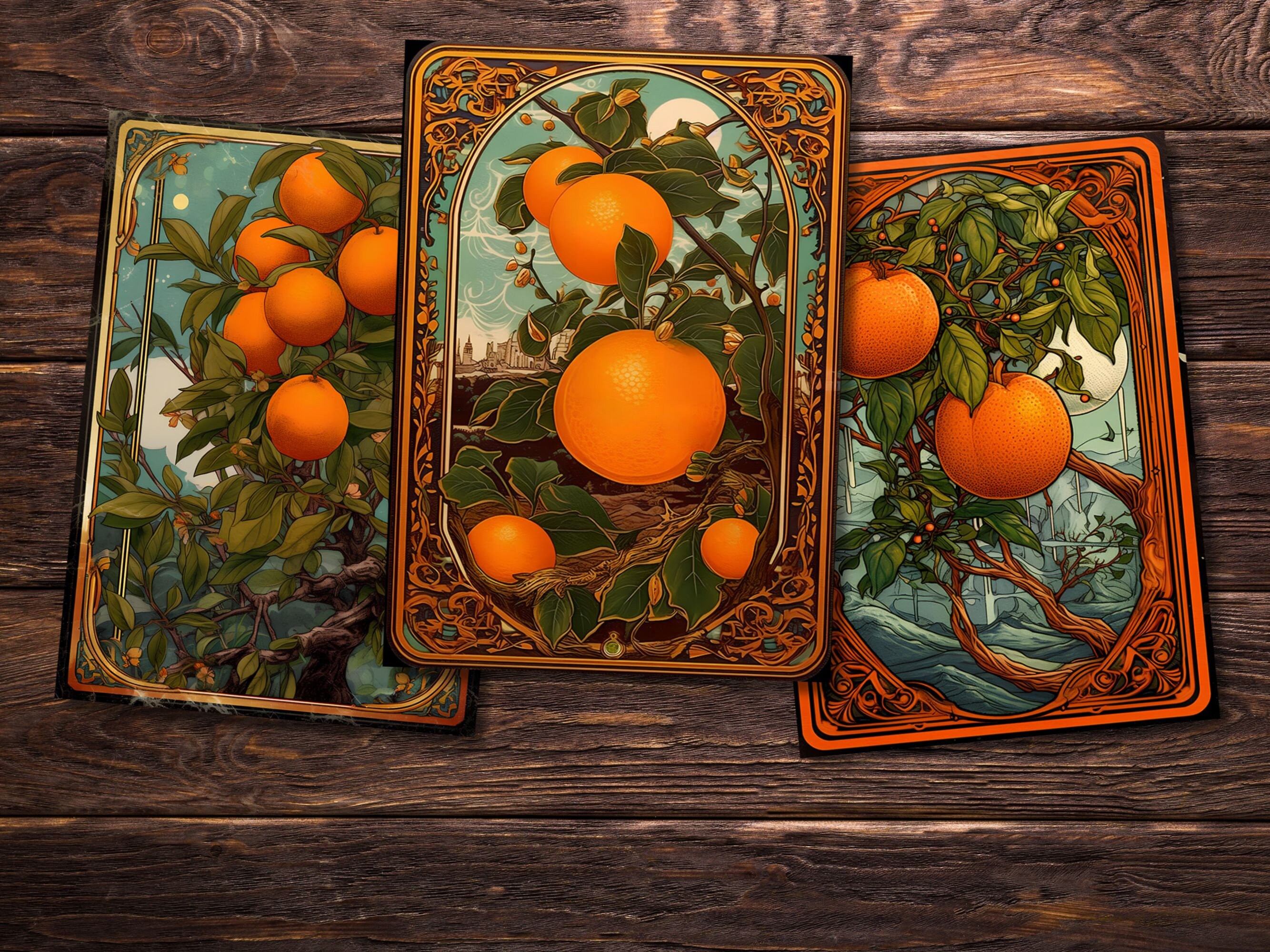 18 Mystic Oranges ATC Cards, Printable Journaling Cards, Orange Art ...