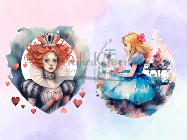 20 Watercolor Alice in Wonderland PNG Clipart Alice in - Etsy