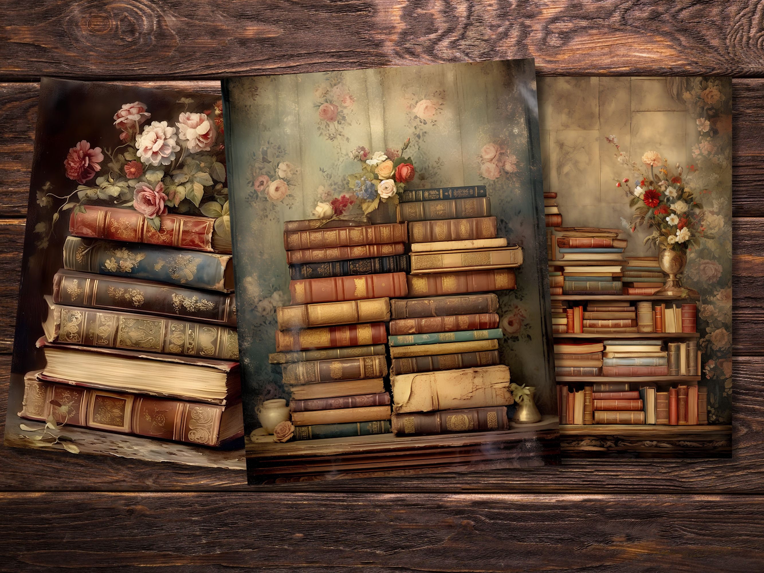 34 Victorian Era Book Arrangements, Journal Papers, Dark Academia ...