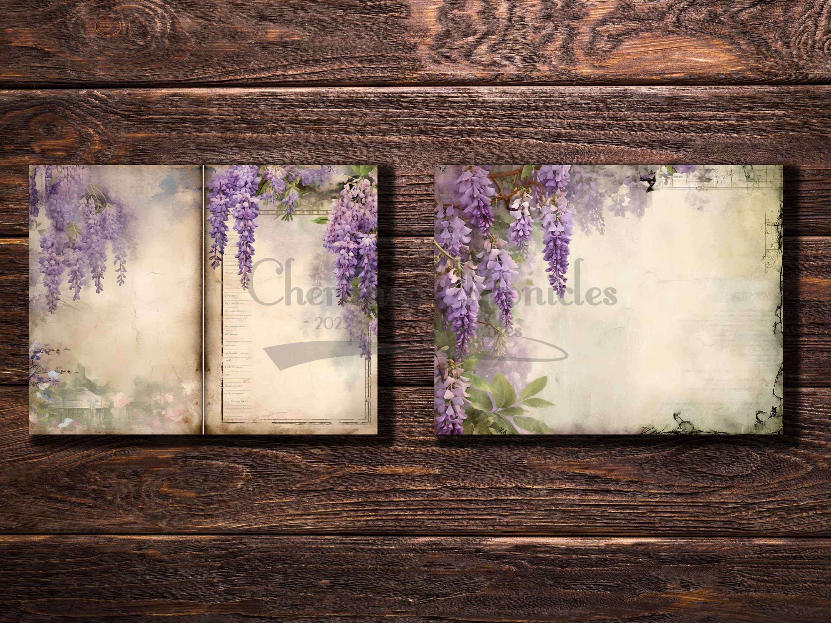 18 Wisteria Junk Journal Pages, Floral Digital Paper, Vintage ...