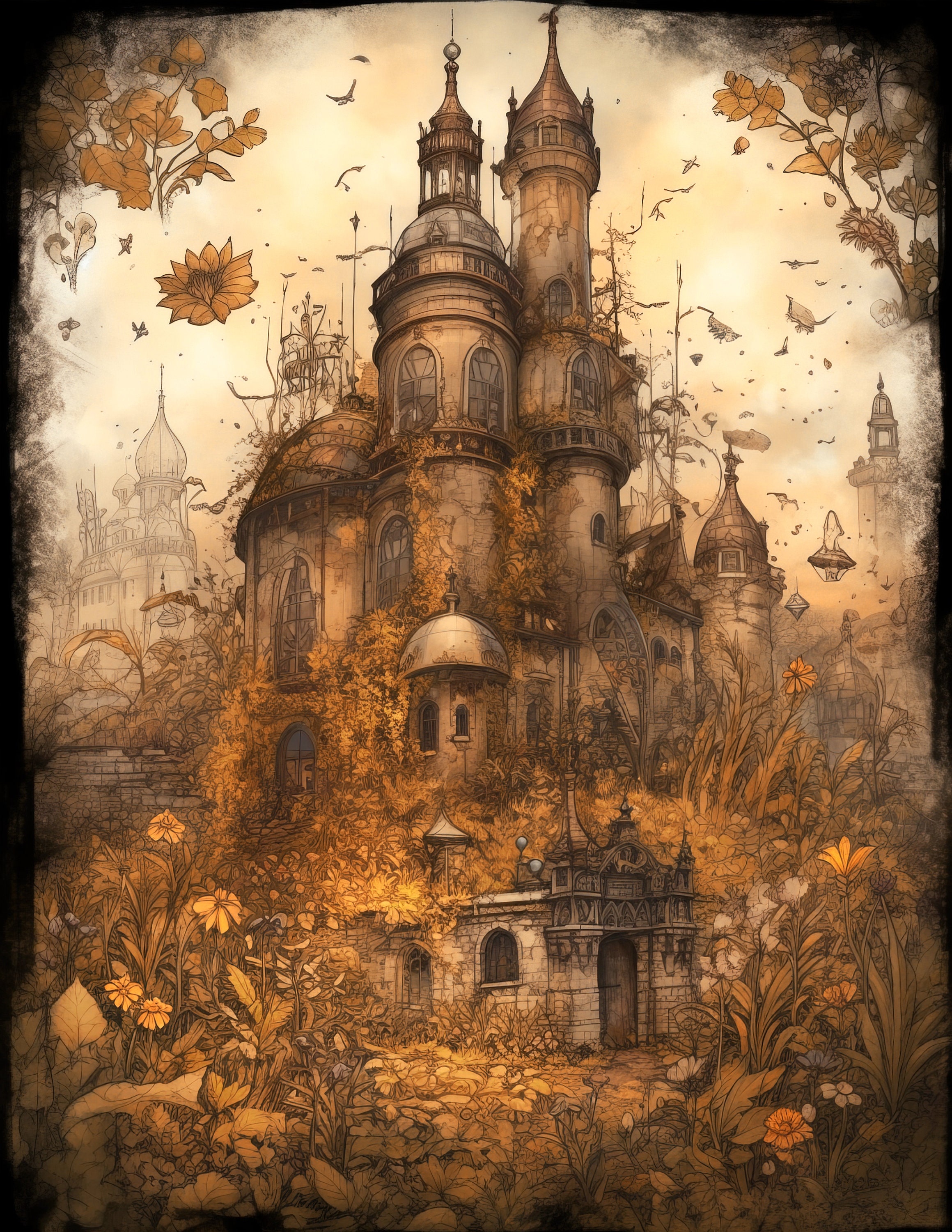 Forlorn Castle Junk Journal Pages, 19 Printable Sheets, Gothic ...